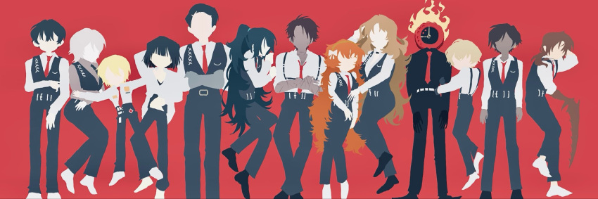 Safebooru - 1other 6+boys 6+girls barefoot black gloves black hair ...