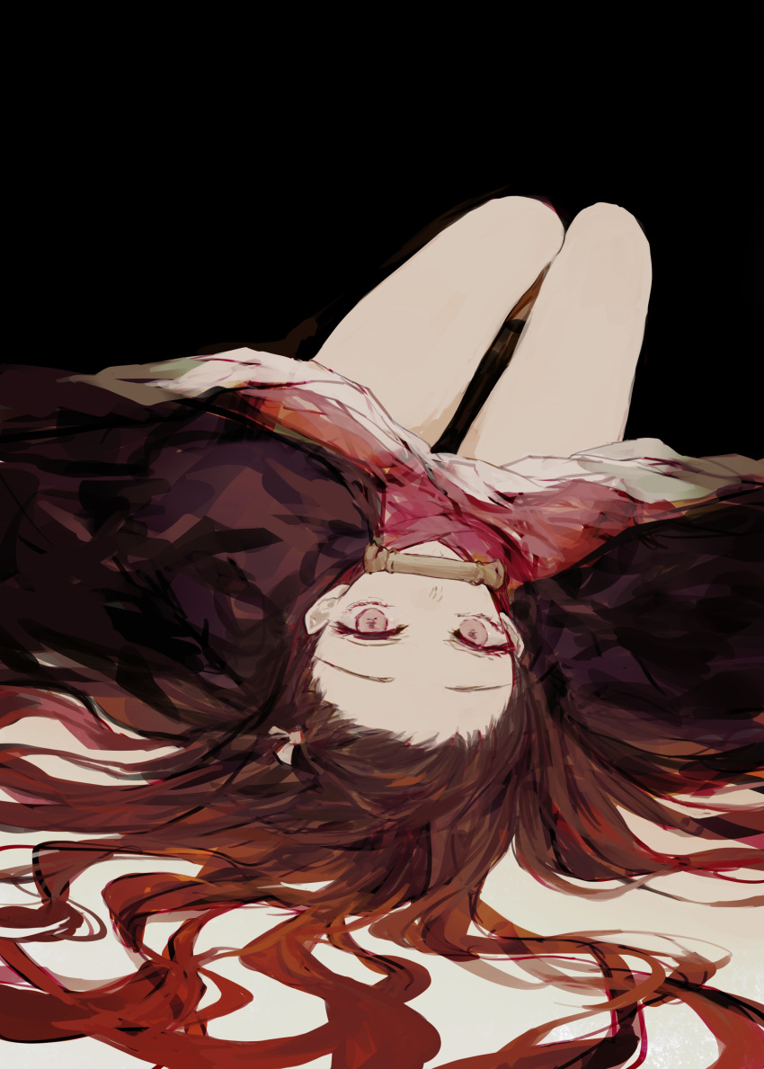 Safebooru - 1girl absurdres bamboo bare legs bit gag black hair brown ...