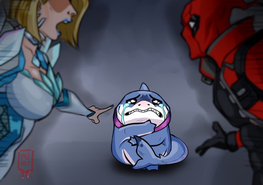 Safebooru - 1boy 1girl absurdres arguing black gloves blonde hair blue ...