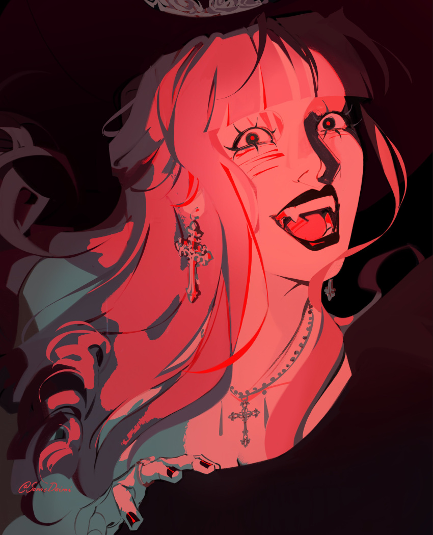 Safebooru - 1girl absurdres black lips black nails blunt bangs ...