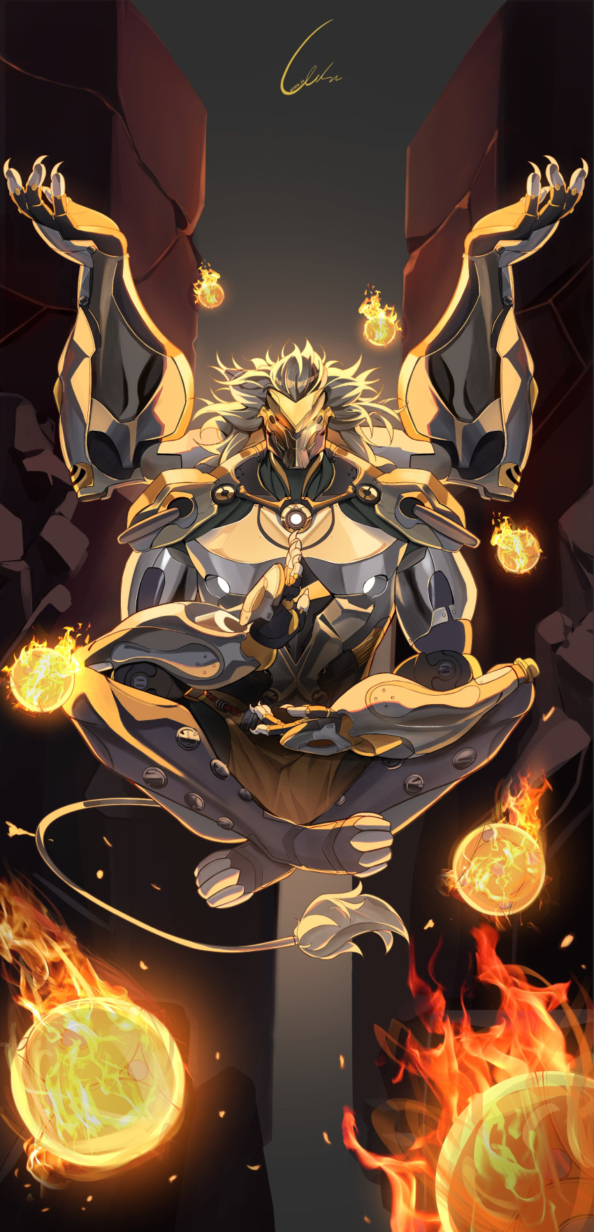 Safebooru - 1boy absurdres arms up artificial eye banyue (zenless zone ...