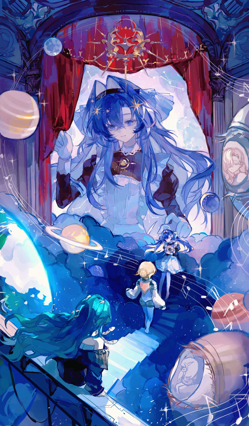 Safebooru - 4girls absurdres animal astronaut asymmetrical bangs blonde ...