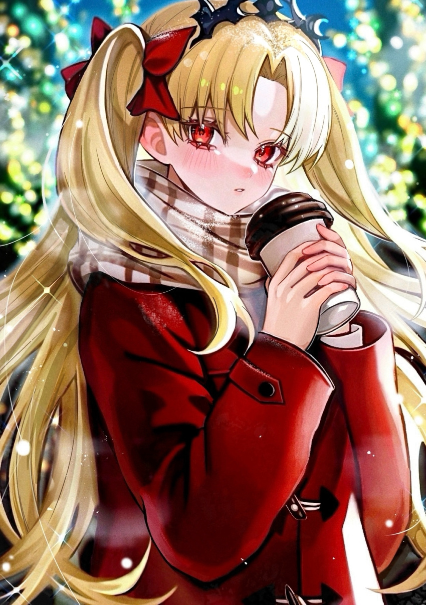 Safebooru 1girl Blonde Hair Blush Bow Breasts Brown Scarf Commentary 9137