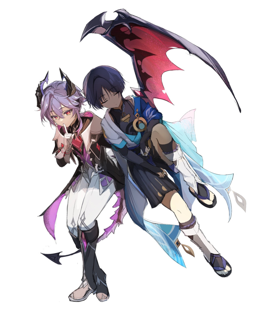 Safebooru - 2boys armor bishounen black hair black shirt closed eyes ...