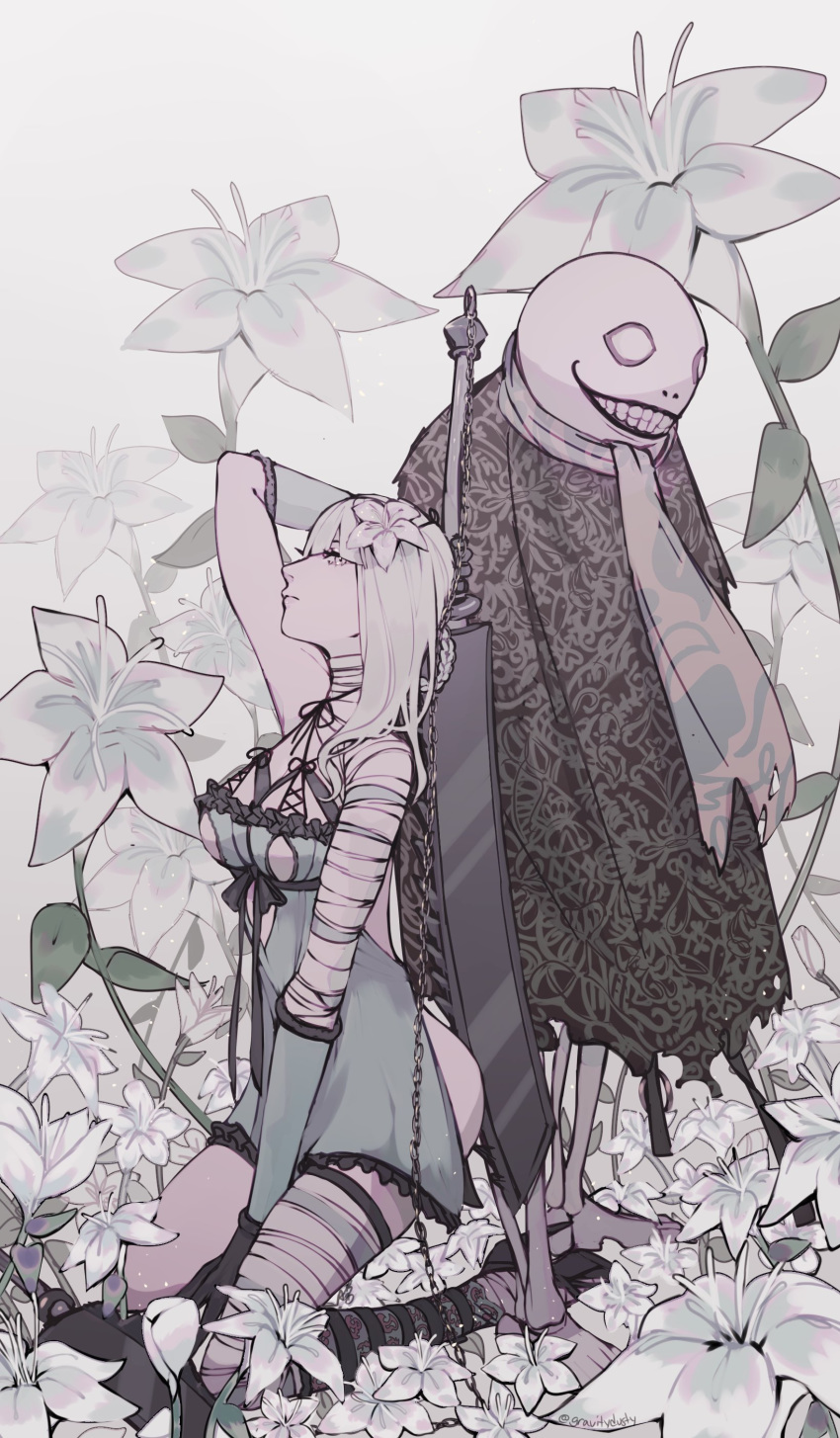 Safebooru - 1boy 1girl absurdres bandaged arm bandaged leg bandaged neck bandages bangs chain ...