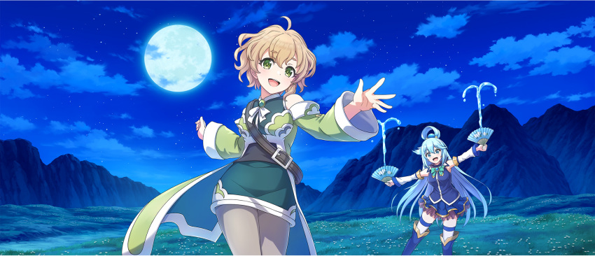 Safebooru - aqua (konosuba) blonde hair blue eyes blue hair blush breasts cello (konosuba ...