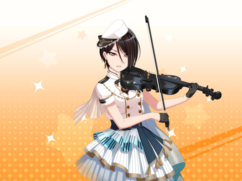 Safebooru - bang dream! black eyes black hair blush dress short hair violin yashio rui | 3064251