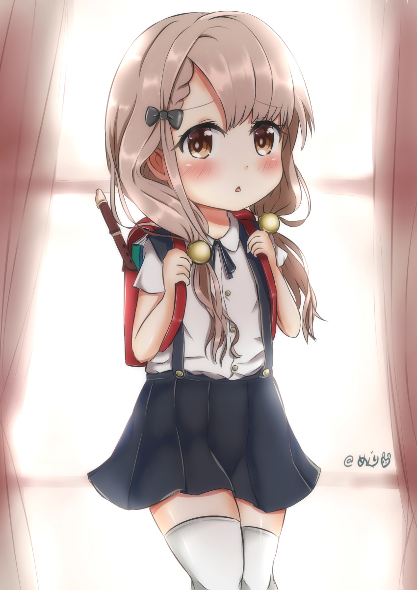 Safebooru - 1girl backpack bag black skirt blush brown eyes brown hair child highres hisakawa ...