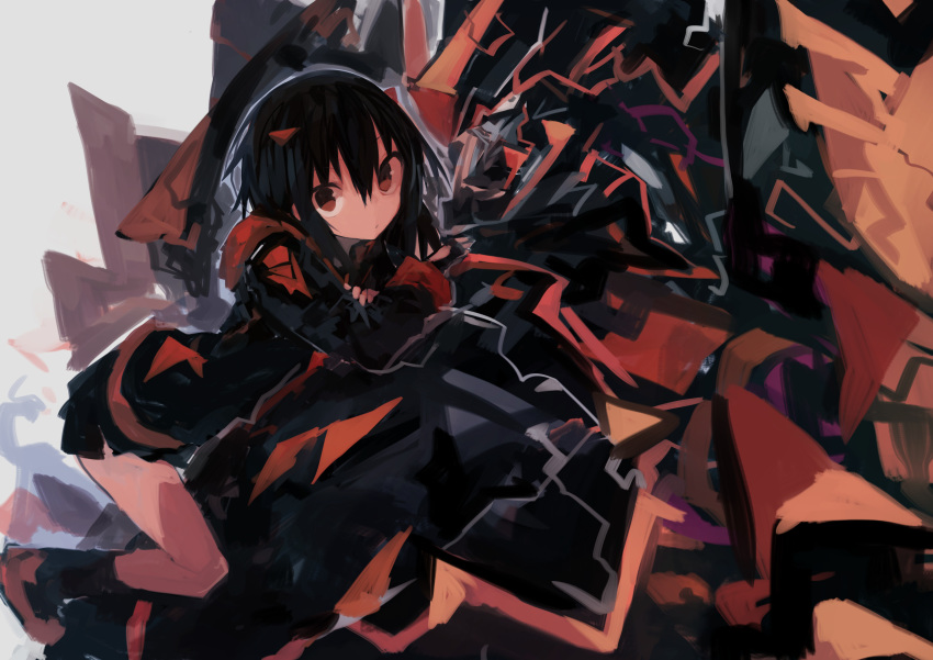 Safebooru - 1girl absurdres bare legs black hair black jacket black legwear black skirt boots ...