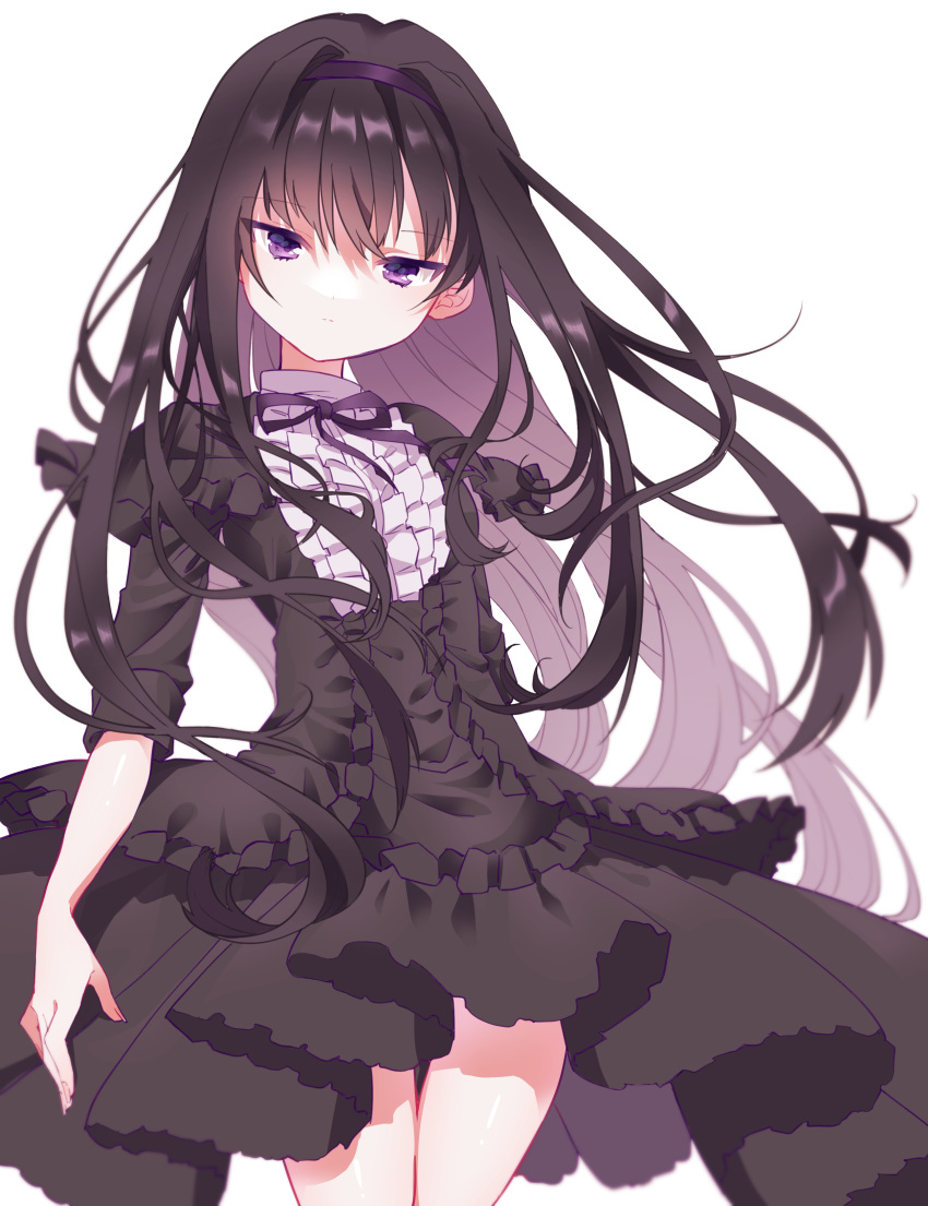 Safebooru - 1girl absurdres akemi homura black dress black hair closed mouth cowboy shot dress ...