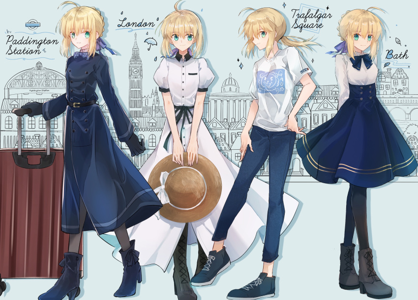 Safebooru - absurdres ahoge aqua eyes arms behind back artoria pendragon (all) bangs belt belt ...