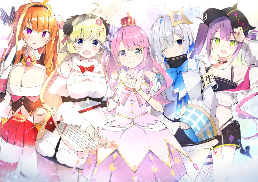 Safebooru - 5girls amane kanata breasts fang green eyes hat heterochromia himemori luna hololive ...