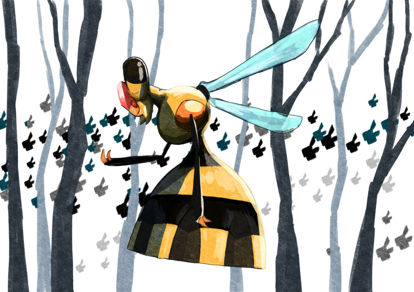 Safebooru - bare tree combee commentary request creature flying forest ...