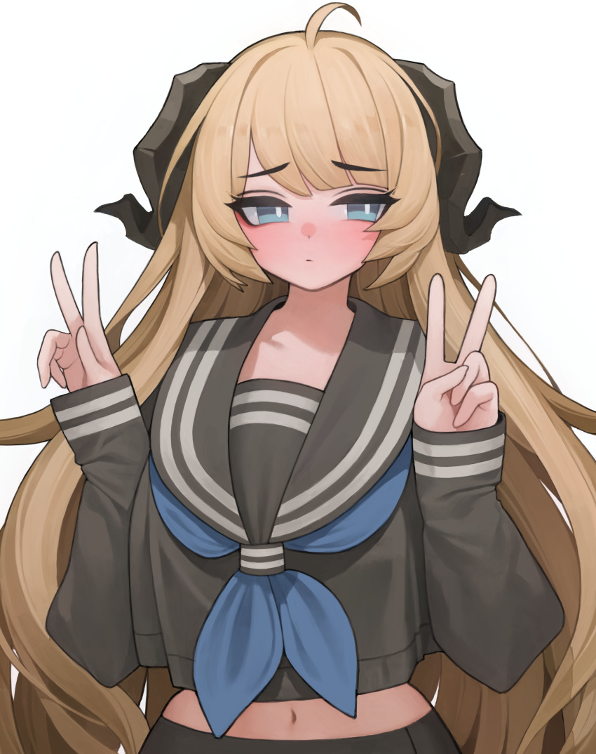 Safebooru 1girl Absurdres Ahoge Blonde Hair Blue Eyes Blush Closed 4850