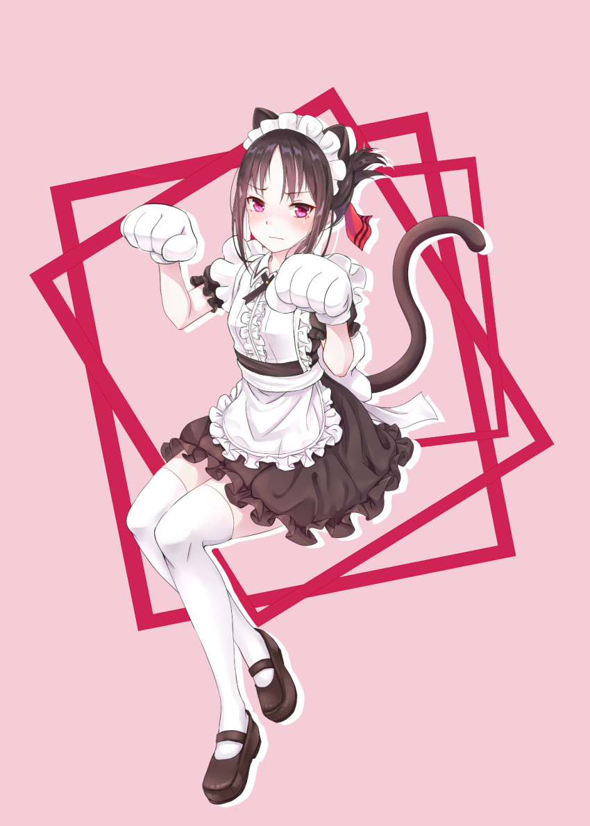 Safebooru - 1girl alternate costume animal ears apron bangs black dress black footwear black ...