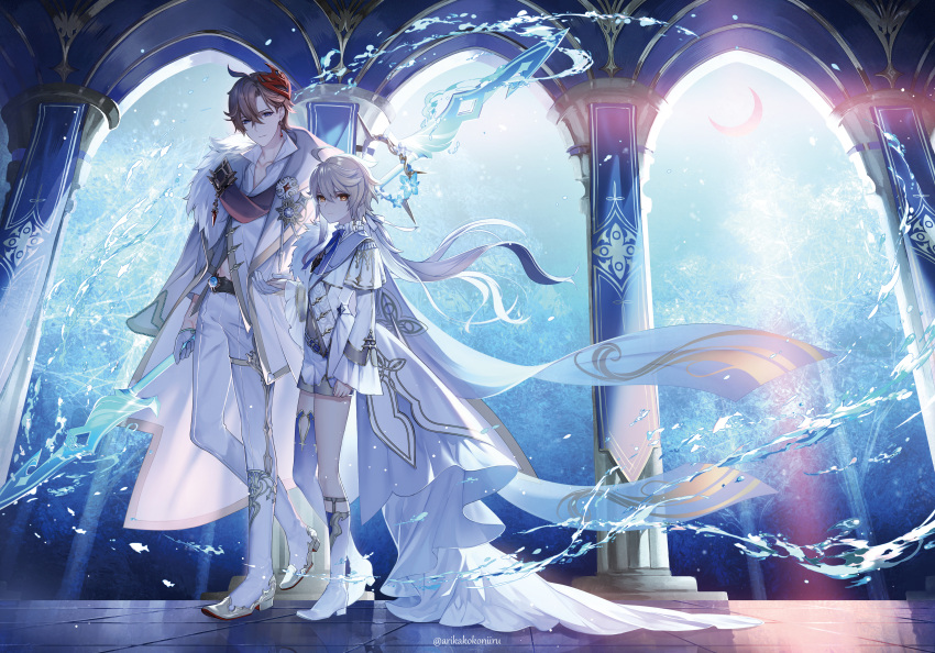 Safebooru - 2boys absurdres aether (genshin impact) ahoge arika ...