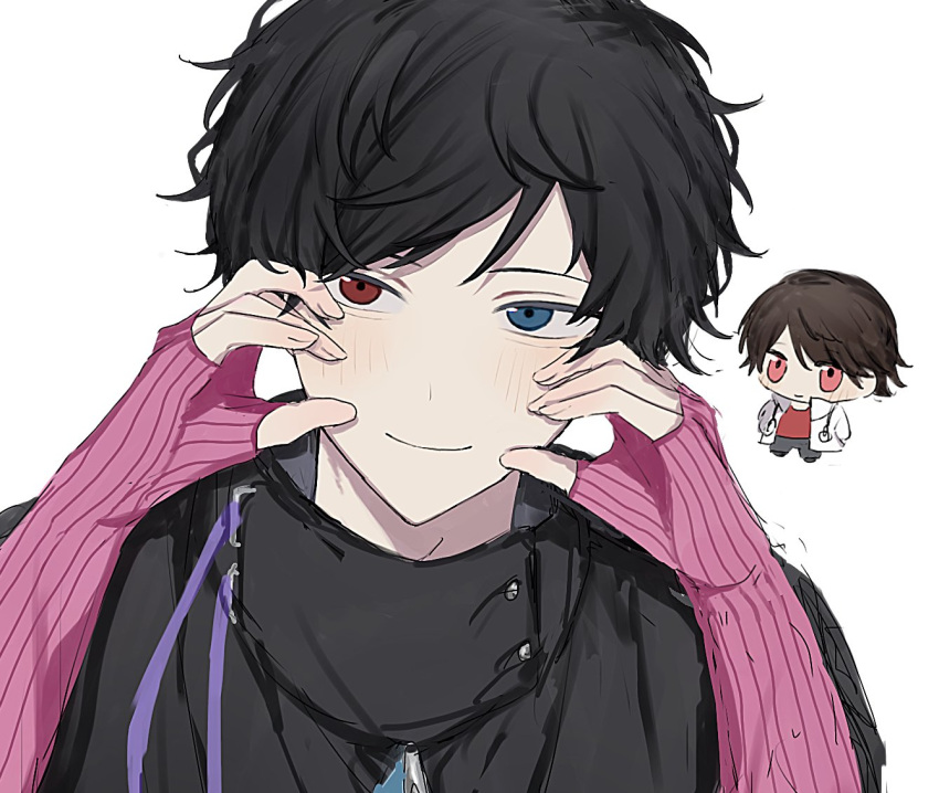 Safebooru - 2boys black hair blue eyes brown hair c (puipuipui07 ...