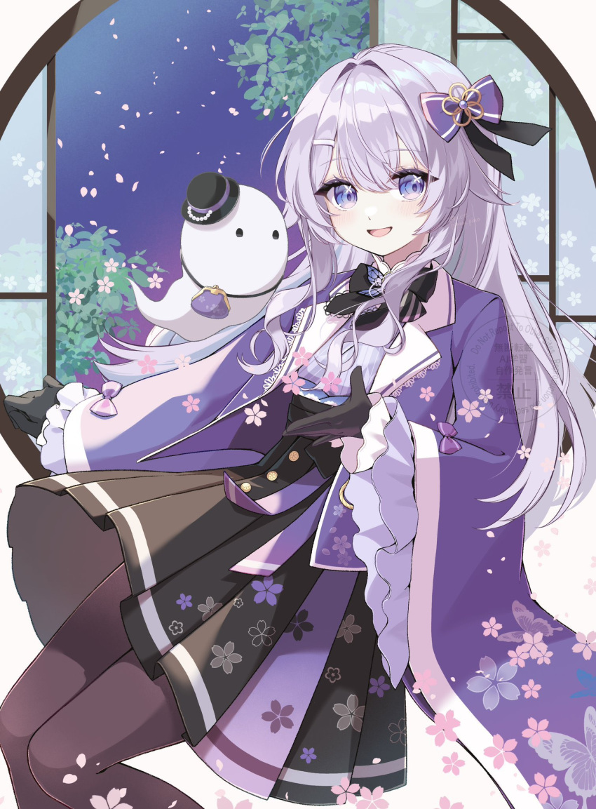 Safebooru - 1girl :d aisu (i ce pinon pino) black bow black gloves ...