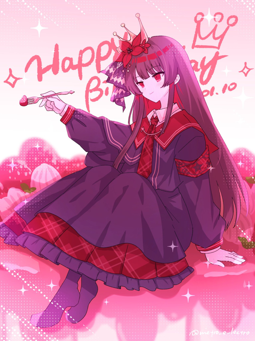 Safebooru - 1girl armband birthday cake black capelet black hair black ...