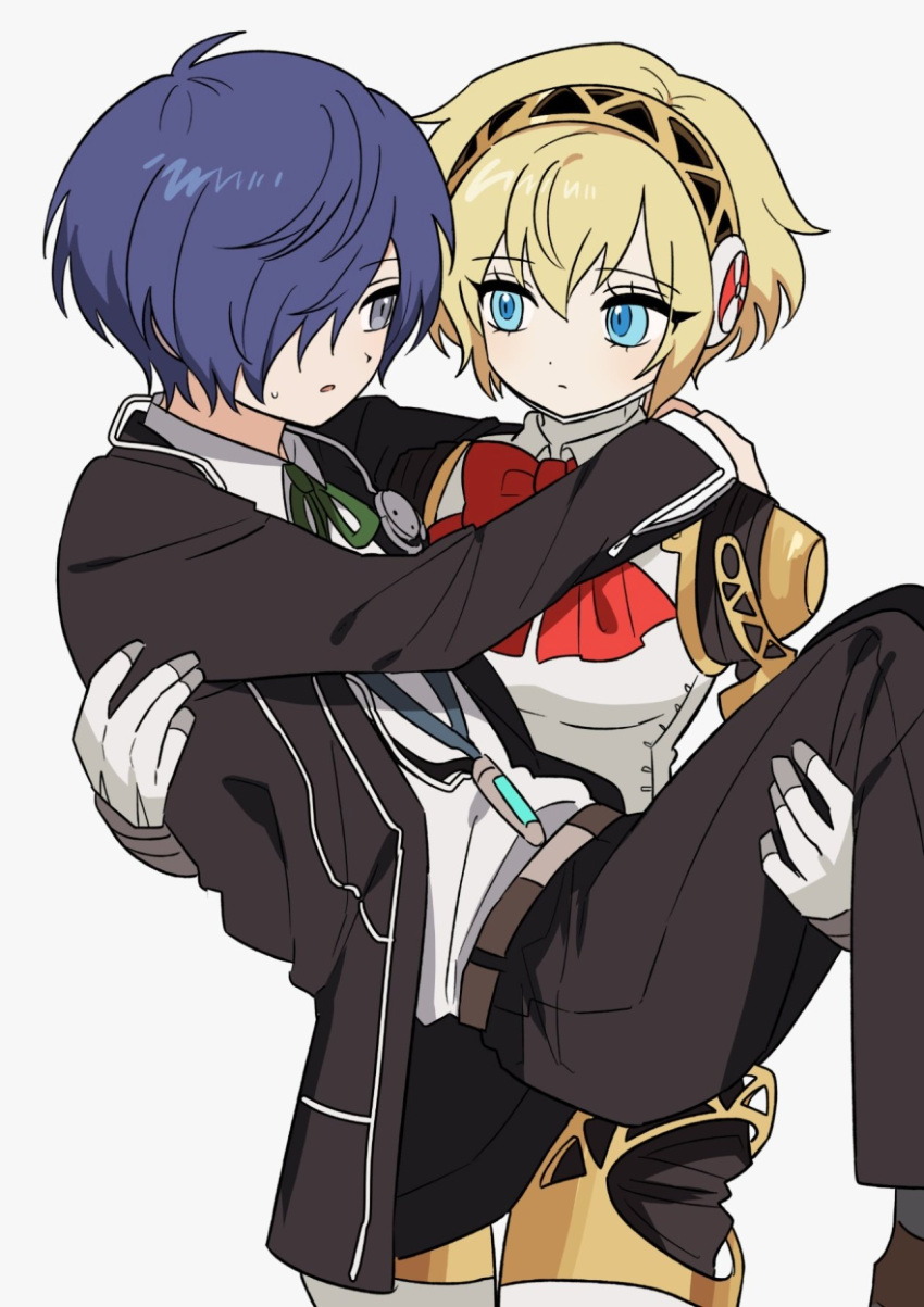 Safebooru - 1boy 1girl aigis (persona) android black jacket black pants ...