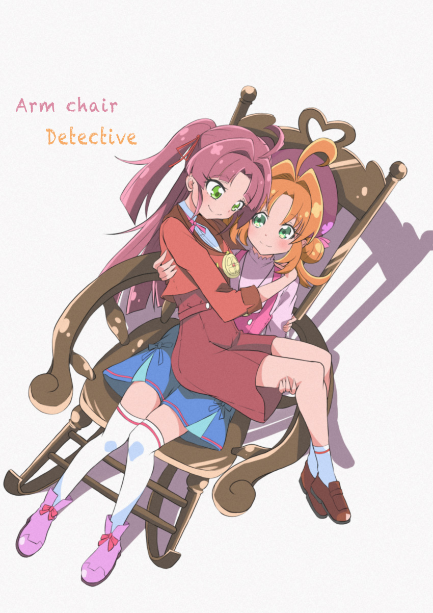 Safebooru - 2girls absurdres ahoge akechi anna blue skirt blush brown ...