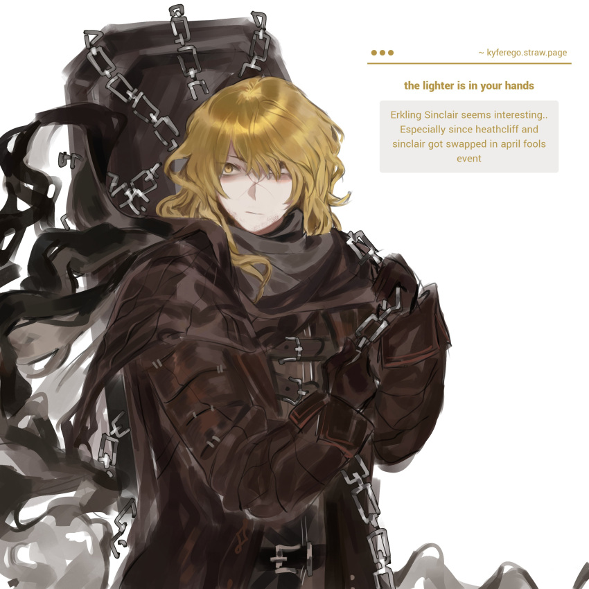 Safebooru - 1boy absurdres belt black coat black gloves blonde hair ...