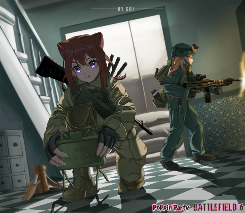 Safebooru - 2girls :p absurdres ammunition pouch artist name ...