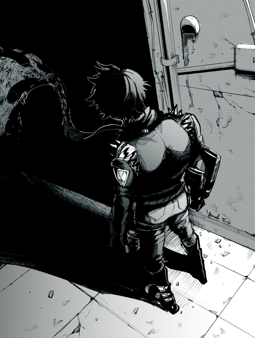 Safebooru - 03 kyv 1boy artist name black boots black jacket boots ...