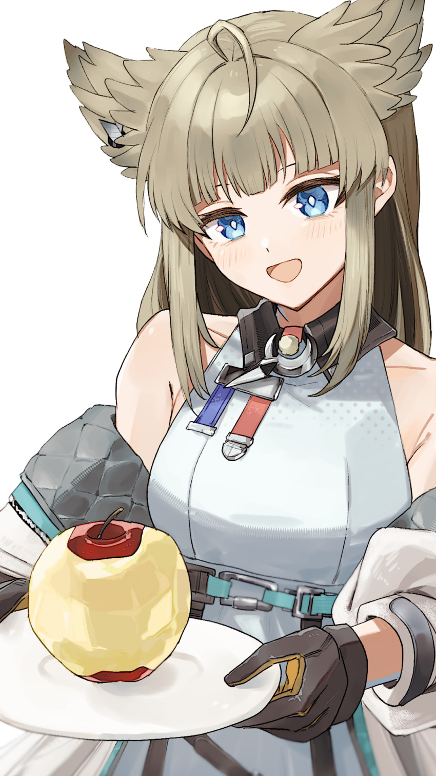 Safebooru - 1girl :d apple arknights arknights: endfield bare shoulders ...