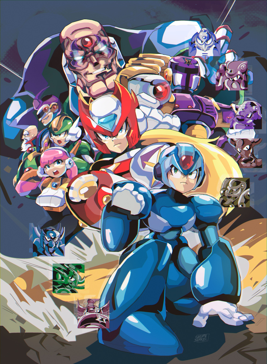 Safebooru - 1girl 6+boys absurdres arm cannon armor armored armadillo ...