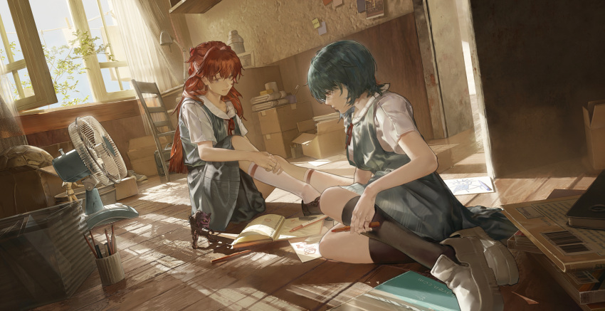 Safebooru - 2girls absurdres ayanami rei bag black bag black shoes ...