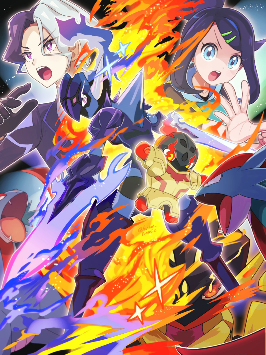 Safebooru - 1boy 1girl amethio (pokemon) arm blade armarouge armor ...