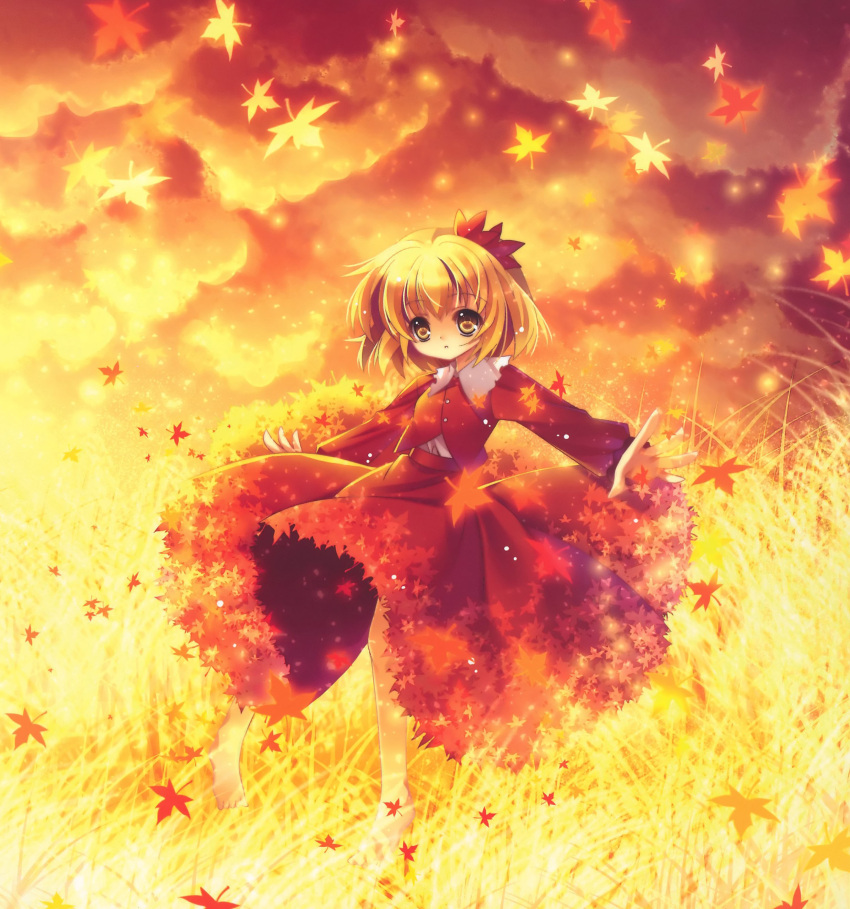 Safebooru Aki Shizuha Autumn Blonde Hair Capural Cloud Clouds Dress 8923