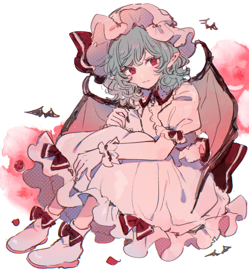 Safebooru - 1girl bat (animal) bat wings blue hair boots bow closed ...