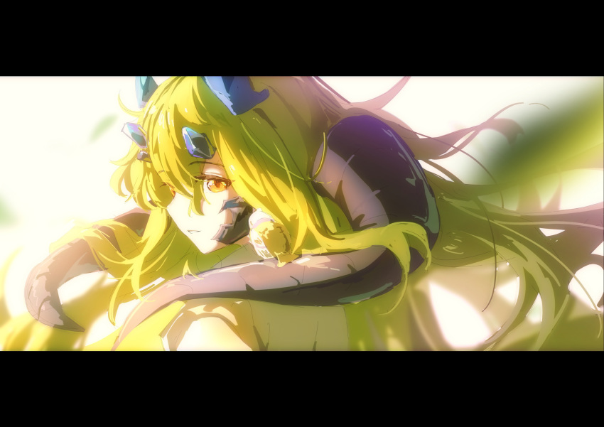 Safebooru 1girl Arknights Backlighting Blonde Hair Chinese Commentary 3872