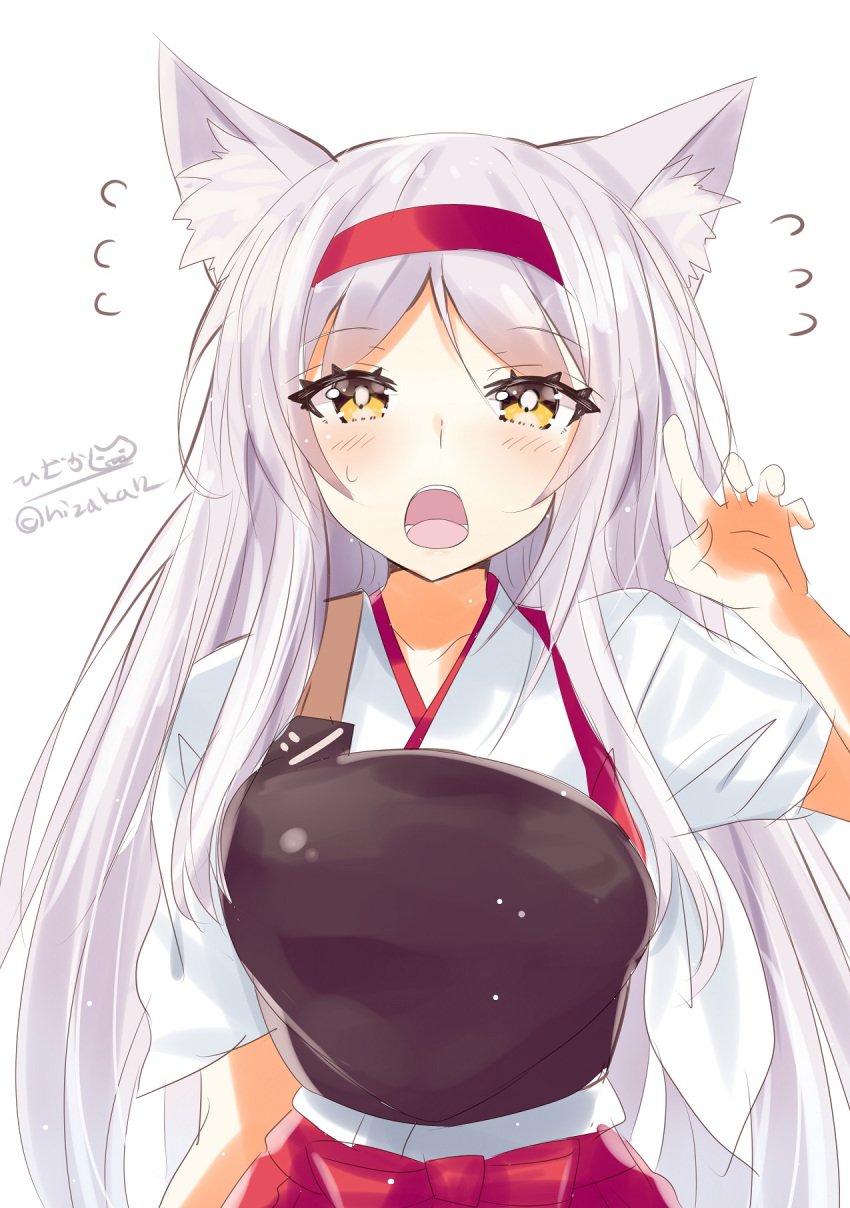 Safebooru - 1girl animal ears arm up blush breasts cat ears eyebrows ...
