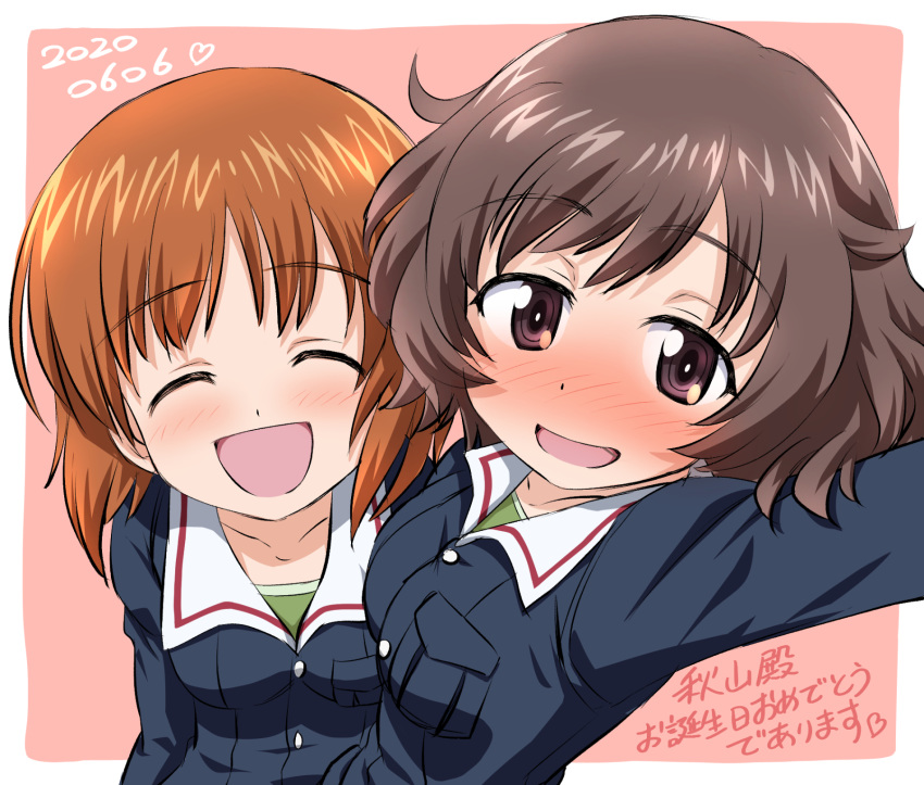 Safebooru - akiyama yukari blue jacket blush brown eyes brown hair dated girls und panzer ...