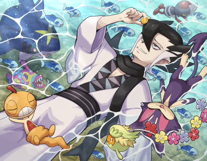Safebooru - 1boy black scarf blue eyes bruxish comfey gen 3 pokemon gen ...