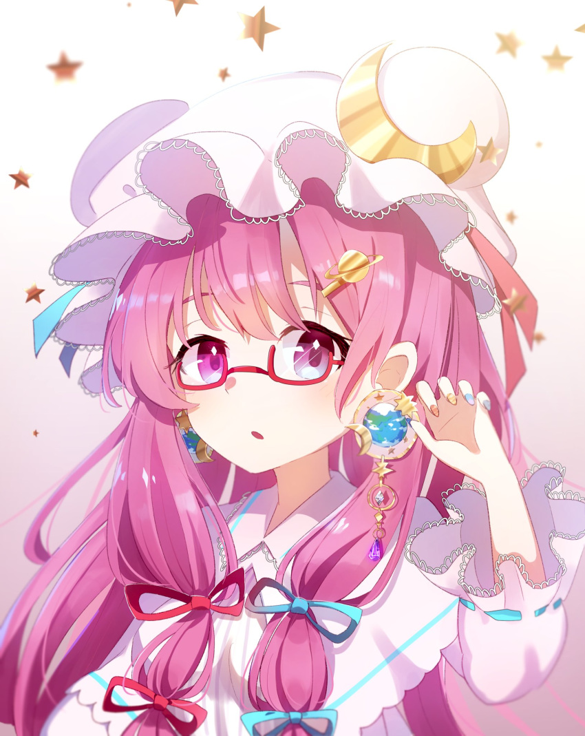 Safebooru - ametama (runarunaruta5656) blue ribbon crescent moon ...