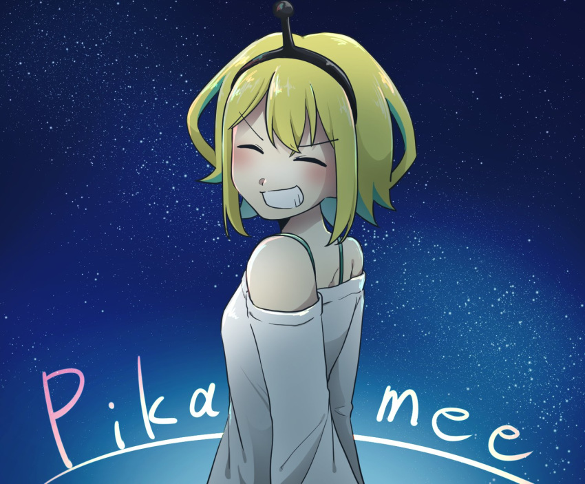 Safebooru - 1girl ^ ^ amano pikamee bangs bare shoulders black hairband blonde hair blush ...