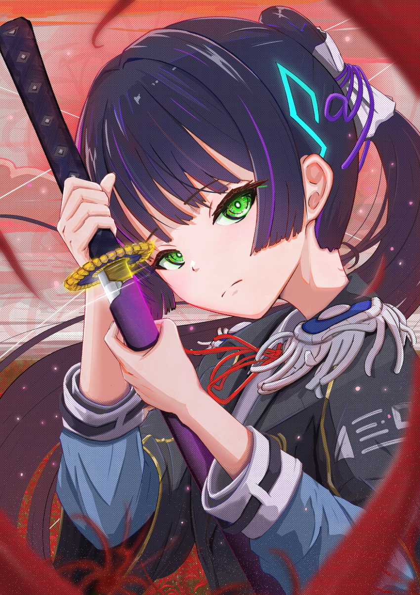 Safebooru - 1girl absurdres black hair commentary request green eyes ...