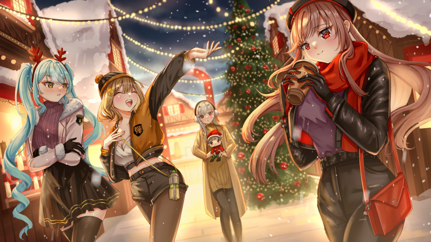 Safebooru - 5girls anis (nikke) antlers beret black gloves black hat ...