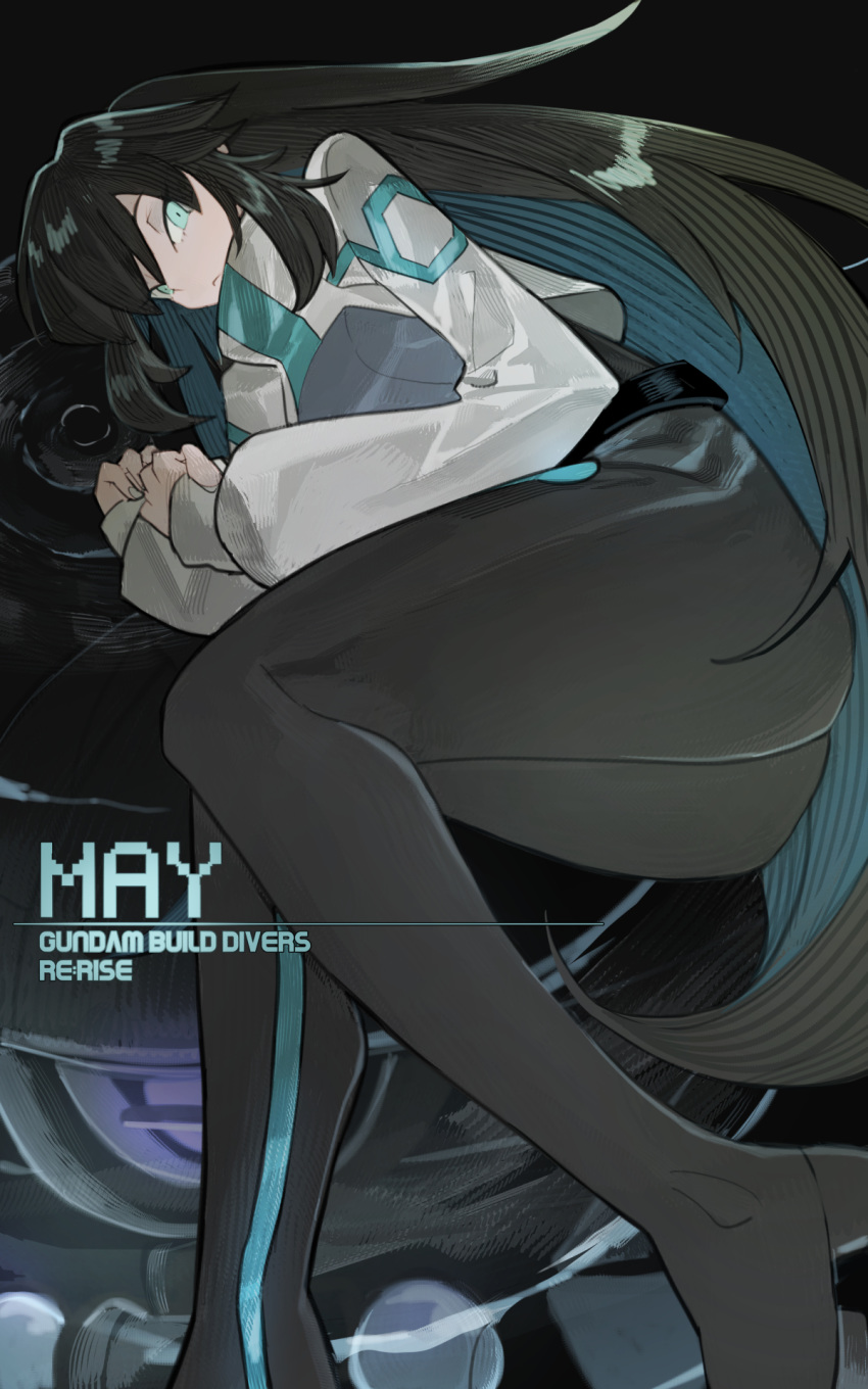 Safebooru - 1girl aqua eyes aqua hair bangs black hair character name clenched hands copyright ...