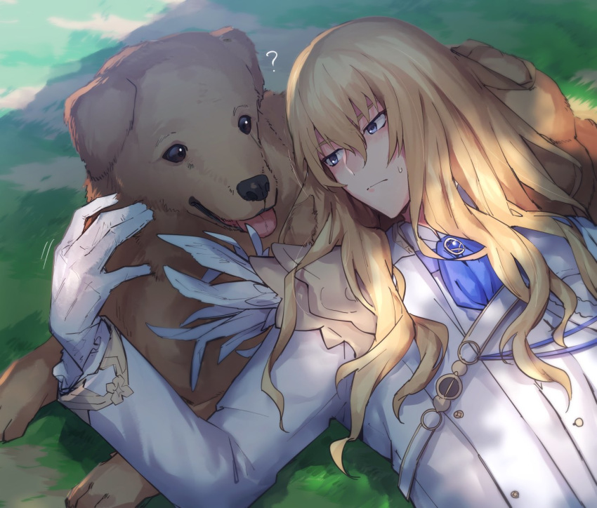 Safebooru - 1boy ? androgynous animal blonde hair dog fate/grand order ...