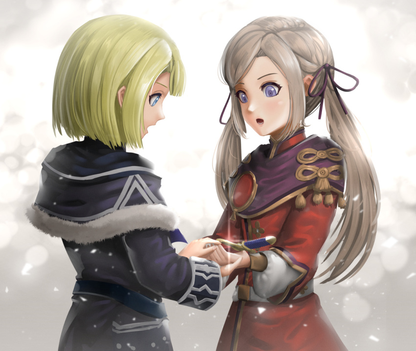 Safebooru - 1boy 1girl blue hair brown hair dagger dimitri alexandre ...