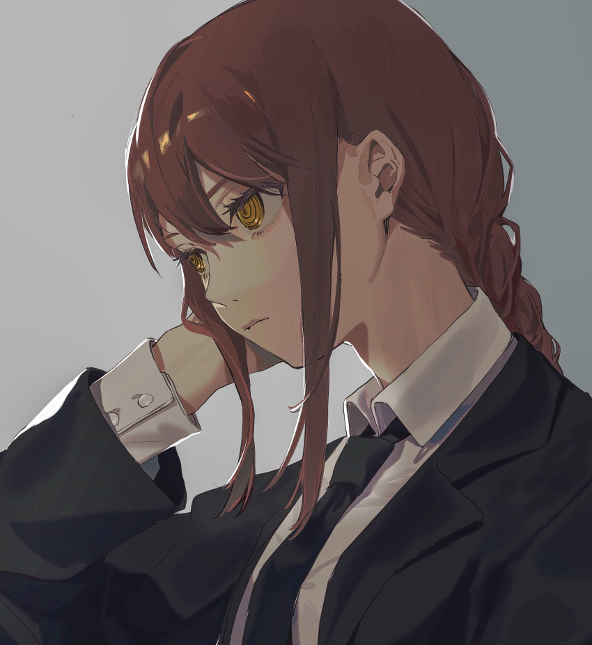 Safebooru - 1girl absurdres bangs black jacket black neckwear braid braided ponytail brown hair ...