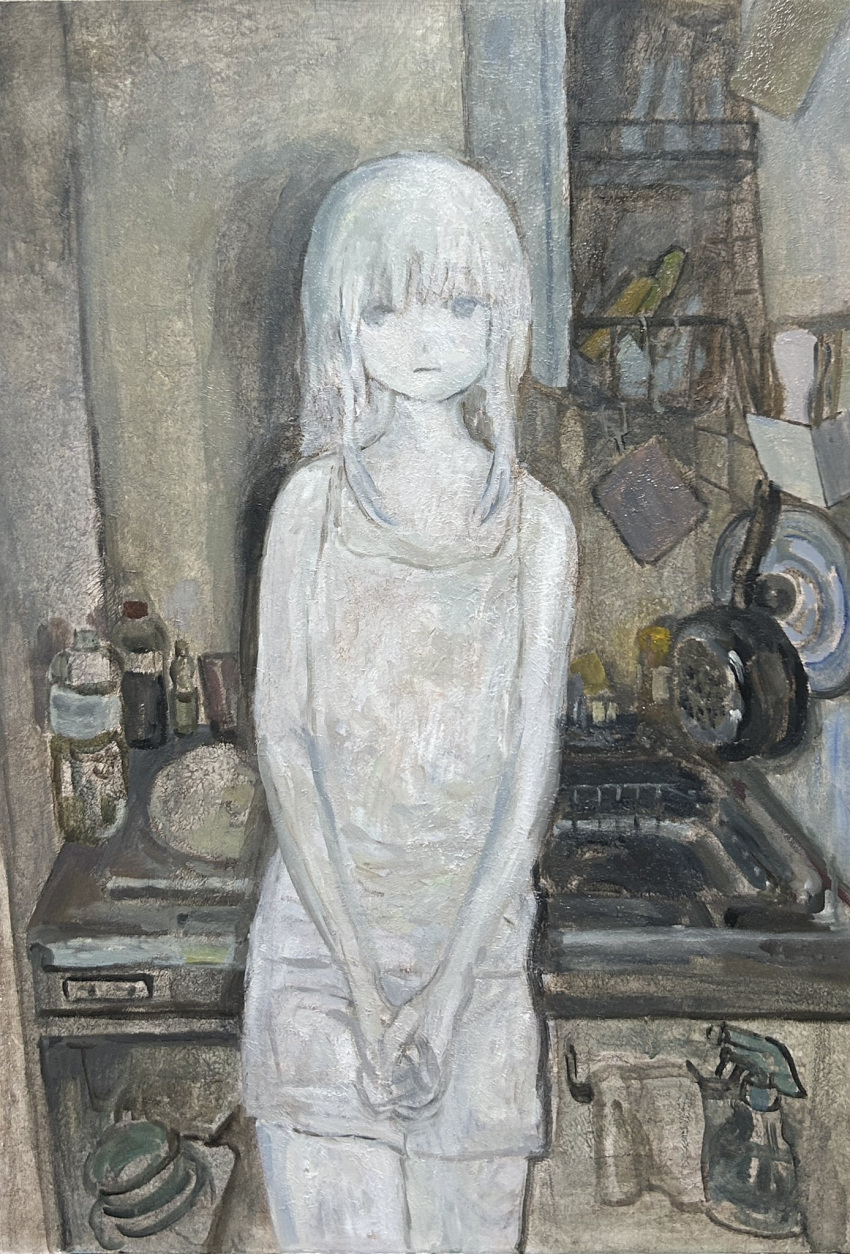 Safebooru - 1girl bottle commentary english commentary frying pan ghost ...