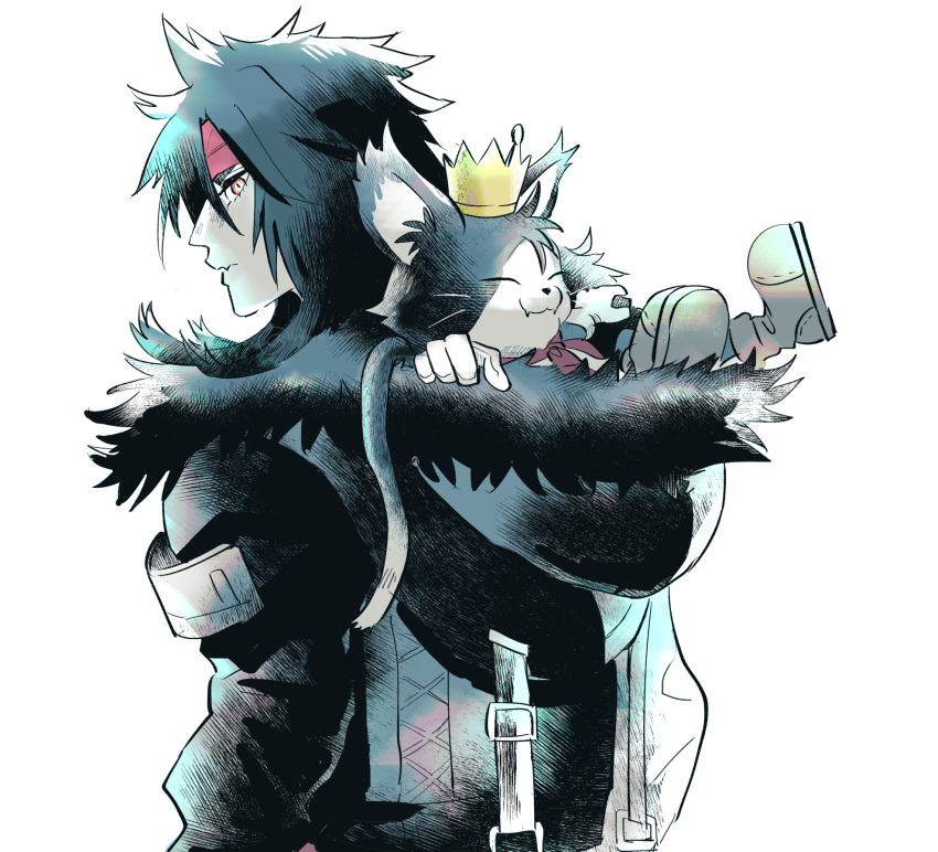 Safebooru - 1boy black fur black hair boots brown footwear cait sith ...