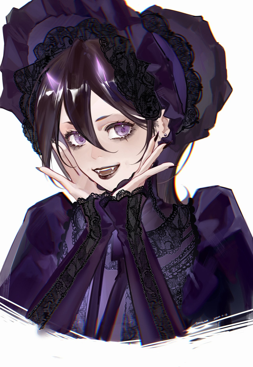 Safebooru - 1girl black dress black hair bleach bonnet dress frilled ...