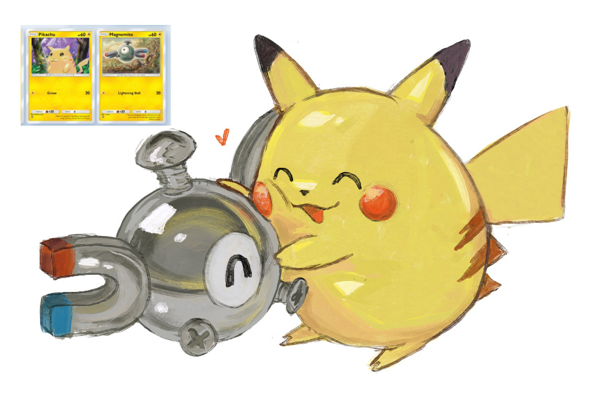 Safebooru - closed eyes dietranch fat pikachu full body happy heart ...